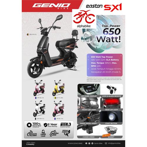 Jual SEPEDA LISTRIK GENIO EASTON SX1 14 X 2.50 E-BIKE EBIKE - BLACK ...