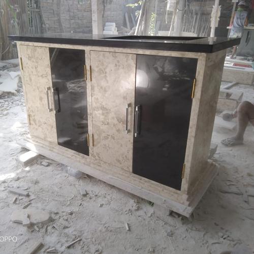 Jual Meja Bar Dapur Batu Granit Hitam Variasi Batu Marmer Putih + Pintu ...