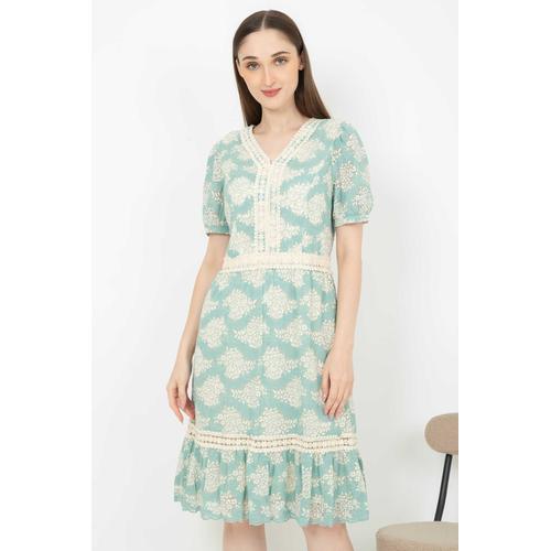 Promo *Ready Stok* SISTER'S - Dress Renda Furing Kaos S7484 (JS) - Biru ...