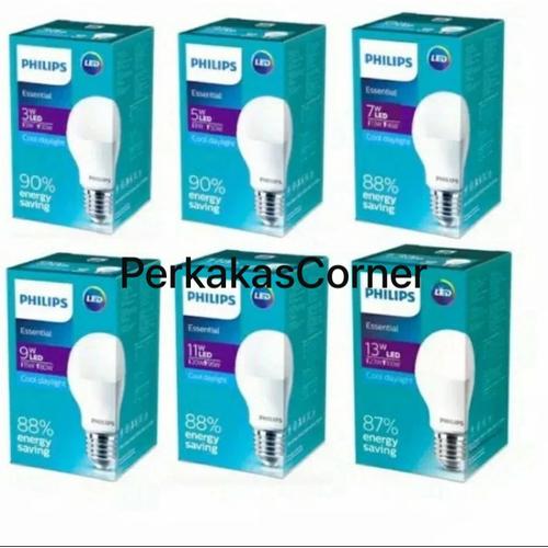 Promo Lampu Philips LED Bulb Essential 3W 5W 7W 9W 11W 13W 15W 6500K putih - 3 Watt - Jakarta ...