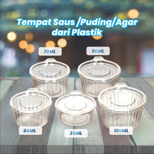 Jual Mika cup sauce tutup sambung / mika cup jelly agar dessert 35ml 60ml 70ml 90ml 100ml ...