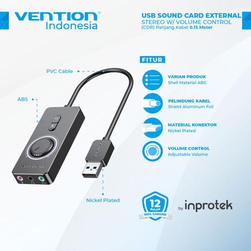 Jual Vention USB Sound Card External Stereo Adaptor Volume Control ORI ...