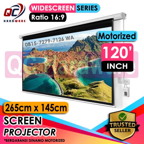 Jual Layar Proyektor Motorized 120" Ratio 16:9 - Remote Otomatis 120 ...