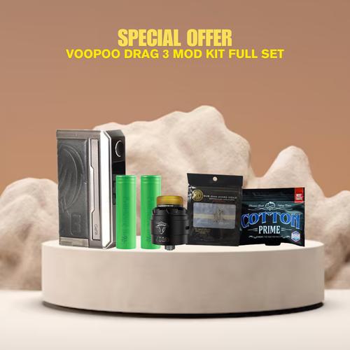 Promo Paket Siap Pakai Voopoo Drag 3 Kit Full set termasuk RDA Cotton ...