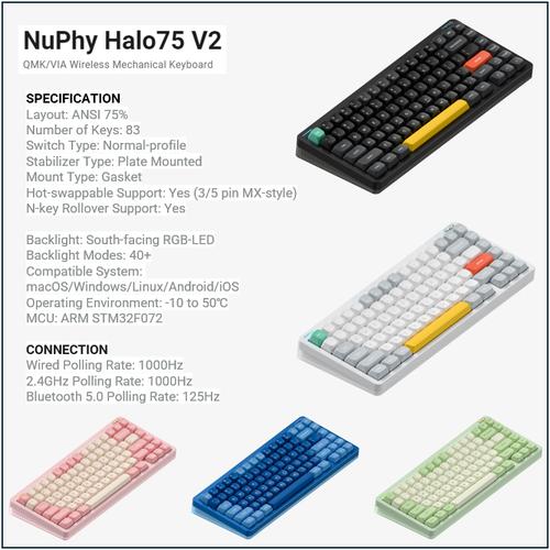 Promo NuPhy Halo75 V2 QMK/VIA Wireless Mechanical Keyboard - Mojito ...