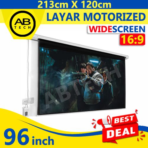 Jual Screen Projector Motorized 96" Ratio 16:9 WideScreen WXGA - Remote ...