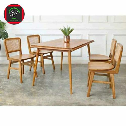 Jual meja makan estetik minimalis set kursi rotan - Kab. Jepara ...