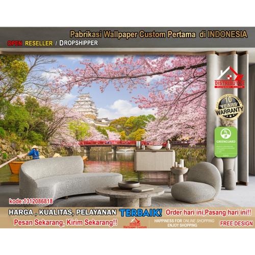 Jual Wallpaper Custom 3D Tema Bunga Sakura - Jepang - Wallpaper Dinding - Wallsticker - 1, Serat ...