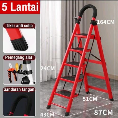 Jual Tangga Besi Lipat Merah Kokoh Kuat Premium Berkualitas - 3 Step ...