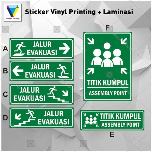 Jual R12 Stiker Jalur Evakuasi / Stiker Sign Jalur Evakuasi / Stiker Titik Kumpul - A KANAN ...