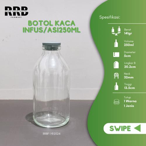 Jual Botol Kaca Asi 250ml Botol Infus 250ml Tutup Karet Kedap Udara ...
