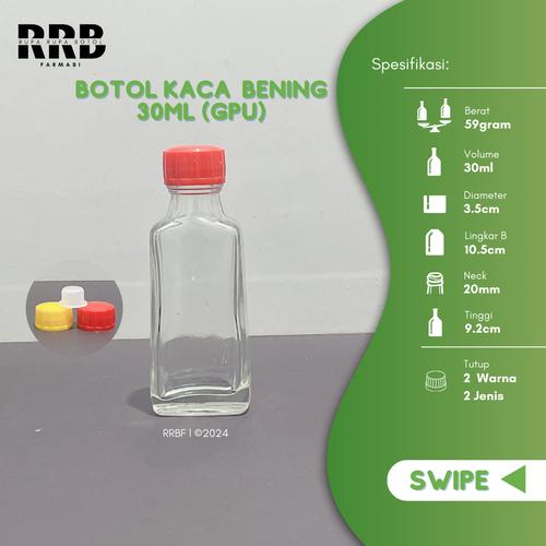 Jual Botol Kaca Bening GPU 30ml Botol Kaca Ex GPU 30ml Botol - Kuning ...