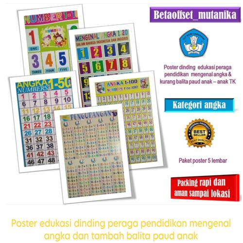 Jual Poster dinding paket pendidikan belajar angka dan pengurangan anak ...