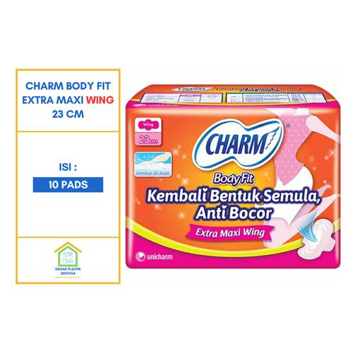 Jual Charm Pembalut Body Fit Extra Maxi (Wing) 23cm Isi 10 pads - Kota ...