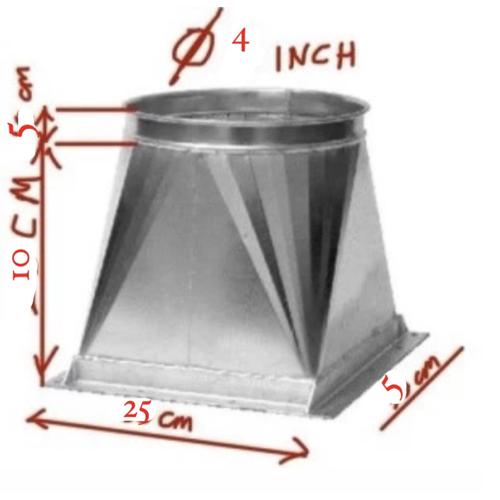 Jual Reducer Ducting Persegi 25 cm x 5 cm x lingkaran 4 inch - Jakarta ...