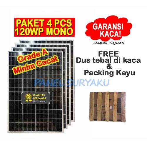 Jual Paket 4pcs Solar Panel Surya Solar Cell 120wp Mono Free Packing ...
