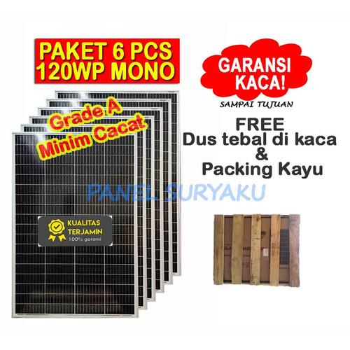 Jual Paket 6pcs Solar Panel Surya Solar Cell 120wp Mono + Packing Kayu ...