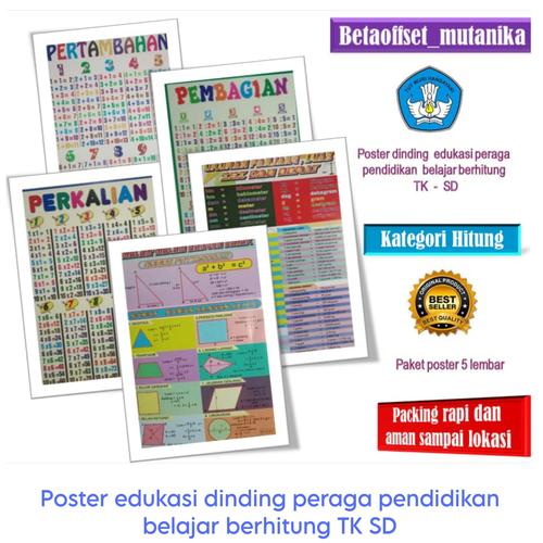 Jual Poster paket berhitung kali bagi tambah bangun datar ukuran ...