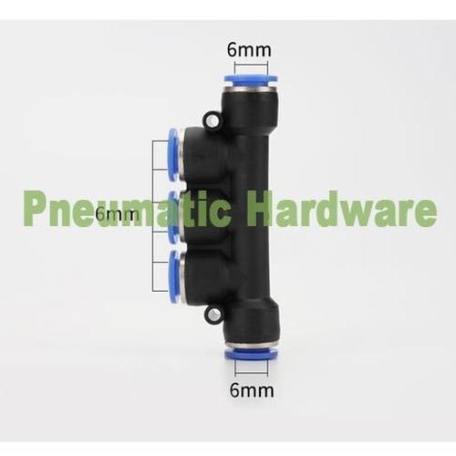 Jual 6 mm Fitting slip lock 5 way lubang selang pneumatic Connector ...