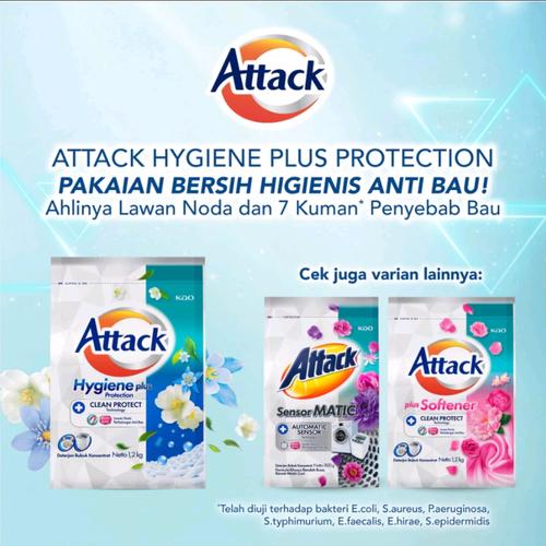 Jual Attack plus softener / hygiene plus deterjen bubuk konsentrat 1,2 kg - plus softener, 750g ...