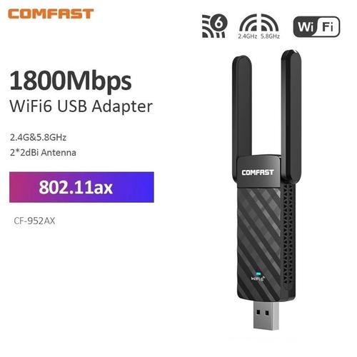 Promo COMFAST AX1800 CF-952AX WiFi 6 Dongle Wireless USB Adapter Dual ...