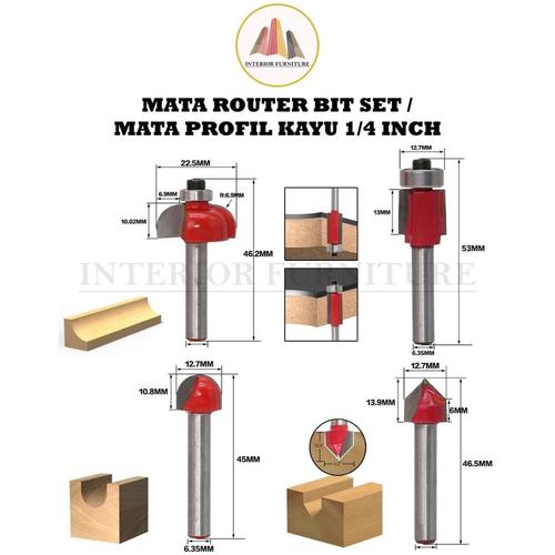 Jual MATA ROUTER TRIMMER KAYU SET 12 PC ROUTER BIT SET MATA PROFIL MATA ...
