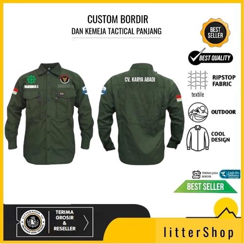 Jual CUSTOM BORDIR/PLUS KEMEJA TACTICAL W TAC TANGAN PANJANG - Biru ...