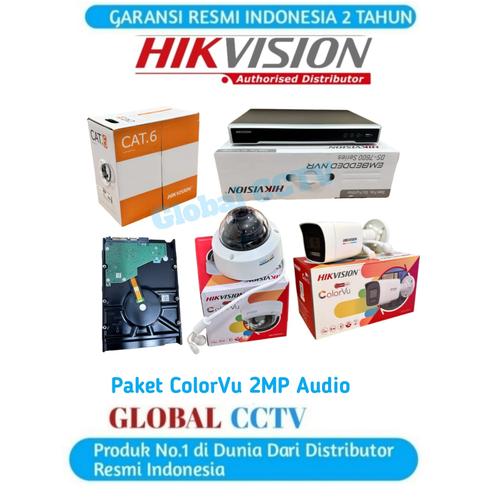 Jual PAKET IP CAMERA HIK VISION CCTV 2 CHANNEL 2MP COLORVU AUDIO ...