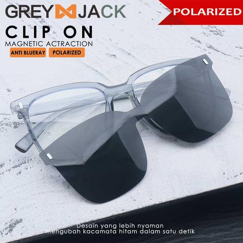 Promo Grey Jack Kacamata Clip On 2in1 Polarized Lens Bahan TR90 Style Kotak 922 - BLACK (BLACK ...