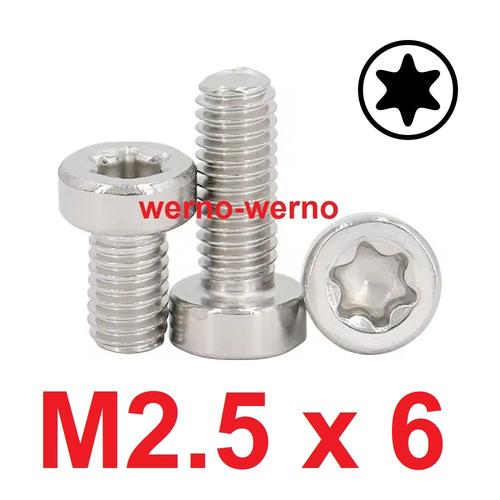 Jual Torx Low Head M2.5x6 Stainless 2.5mm x 6mm Bintang T8 Thin Screw Baut Bolt SS304 - Kota ...