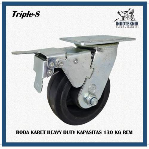 Jual Roda Karet 5 inch HIDUP REM Roda Kastor Etalase Trolley Troli Roda ...