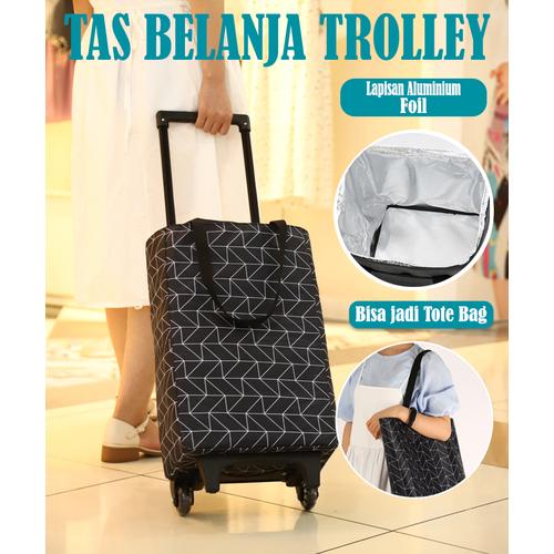 Jual Tas Belanja dengan Trolley Troli dan Roda / Lapisan Cooler bag ...