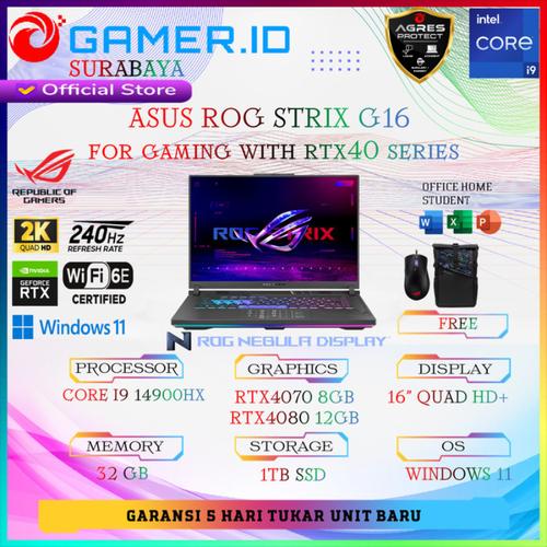 Promo Asus Rog Strix G16 I9 14900HX RTX4070-4080 8-12GB 32GB 1TBSSD W11 ...