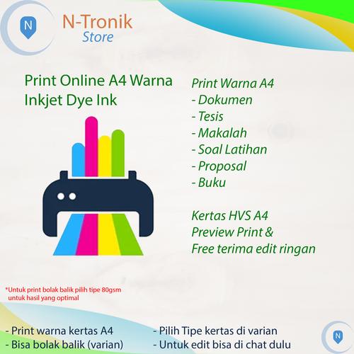 Jual Kertas Print Warna HVS A4 Inkjet Dokumen Skripsi Buku Ukuran A4 ...