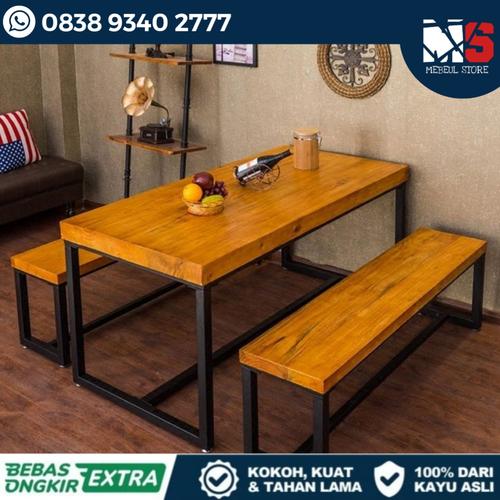 Jual set meja makan besar - meja cafe besar - meja makan set kayu ...