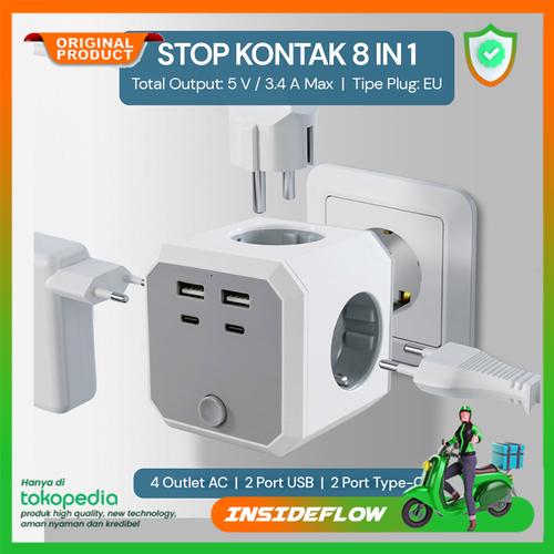 Jual Colokan Listrik Stop Kontak Charger USB Type C EU Plug 8 in 1 - Jakarta Barat - insideflow ...