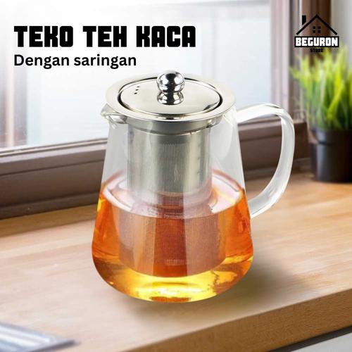 Jual Teko Teh Kaca Teapot Glass Tahan Panas Api with Saringan - 1300 ml ...