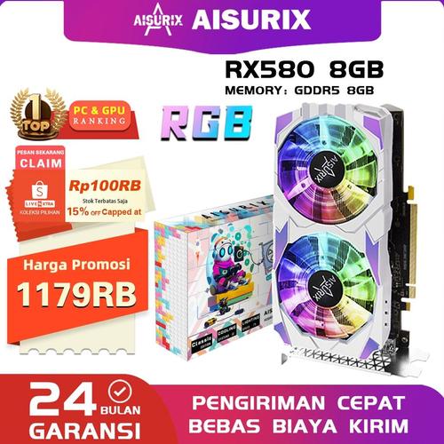 Jual AISURIX RGB Glowing Graphics Card RX 580 8GB DDR5 256Bit 2048SP ...