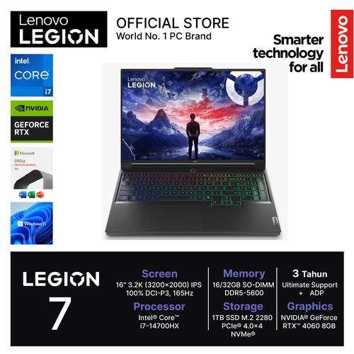 Promo Lenovo Legion 7 16irx9 I7-14700HX RTX4060 8GB / 16GB 1TB SSD 16 ...