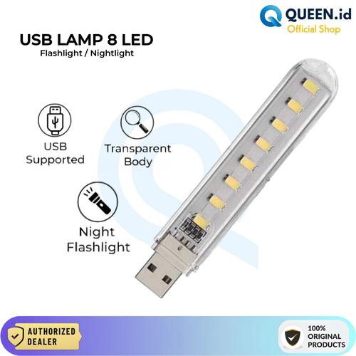 Jual QUEEN LED USB Shape 8 LED Lampu Mini LED USB 5V-12W Bright Cool ...