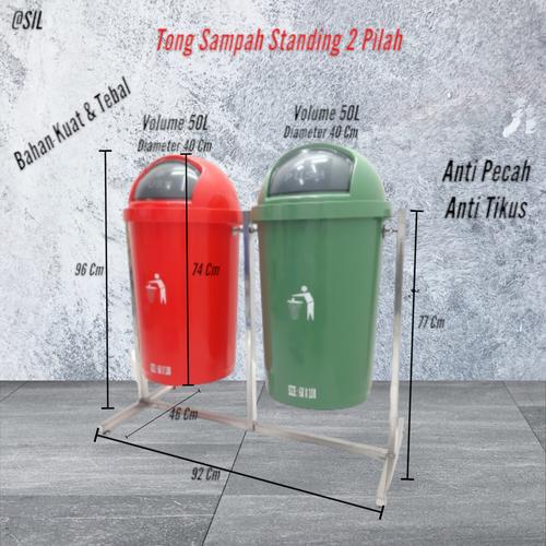 Jual Trash bin/ Tong Sampah/ Bak Sampah standing 2 Pilah model bulat ...