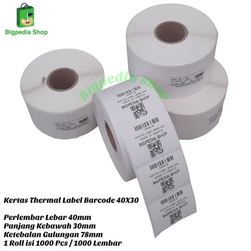 Jual Kertas Thermal Label Barcode 40x30mm / 40x30 mm Printer Barcode ...