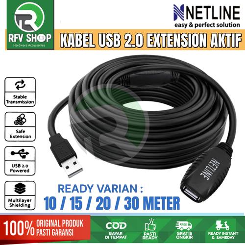 Jual Kabel USB 2.0 Extension Aktif with External Power 10 , 15 , 20 , 30 METER NETLINE - 20 ...