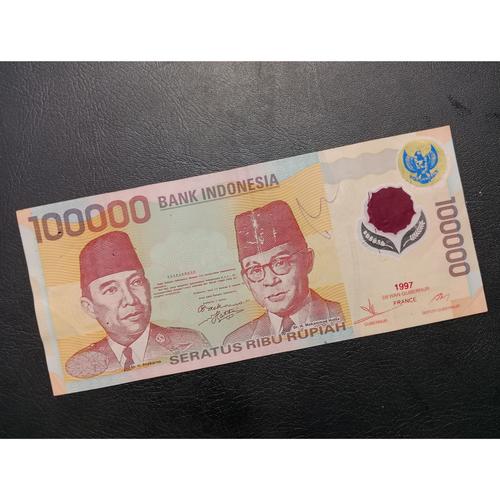 Jual Uang Kuno Polymer 100000 Rupiah Mawar Thn 1997 France (VF) Garuda ...