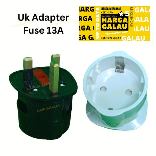 Jual Colokan kaki 3 EU to UK adapter listrik Fuse 13A Over Steker ...