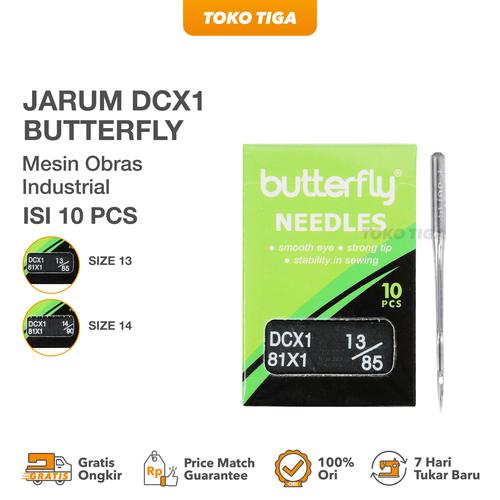 Jual Jarum DCX1 Mesin Jahit Obras Industri / Industrial & Tradisional Hitam Butterfly isi 10 Pcs ...