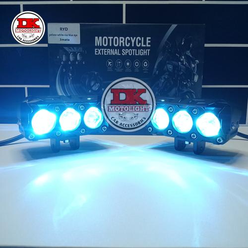 Promo Lampu kabut mini laser SQL 3 mata devil eyes ice blue putih ...