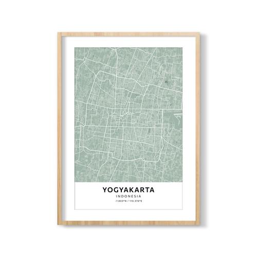 Jual Poster "Yogyakarta Map" Sage Edition + premium frame kayu Poster ...