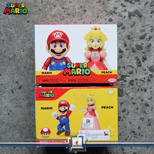 Promo Super Mario 2 Pack Mario and Princess Peach 4" Action Figure ...