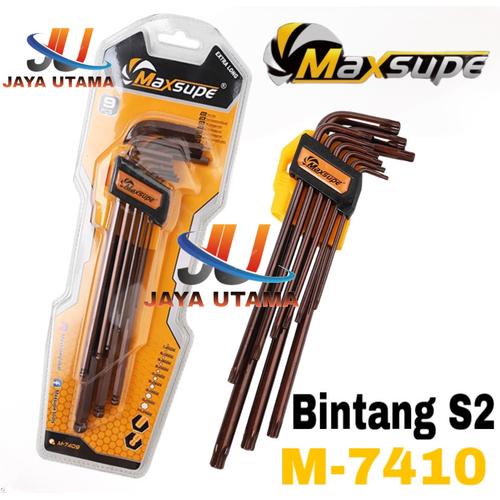 Jual Maxsupe Kunci L Set 9 Pcs Bahan S2 Panjang Ball point Bintang ...